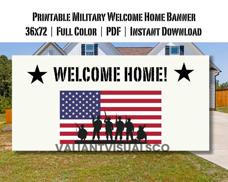 Printable Military Welcome Home Banner | 36x72 | Military Homecoming ...