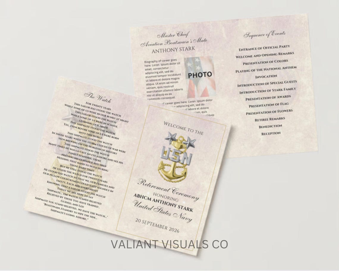 Custom U.S. Navy Retirement Ceremony Program | Personalized Navy ...
