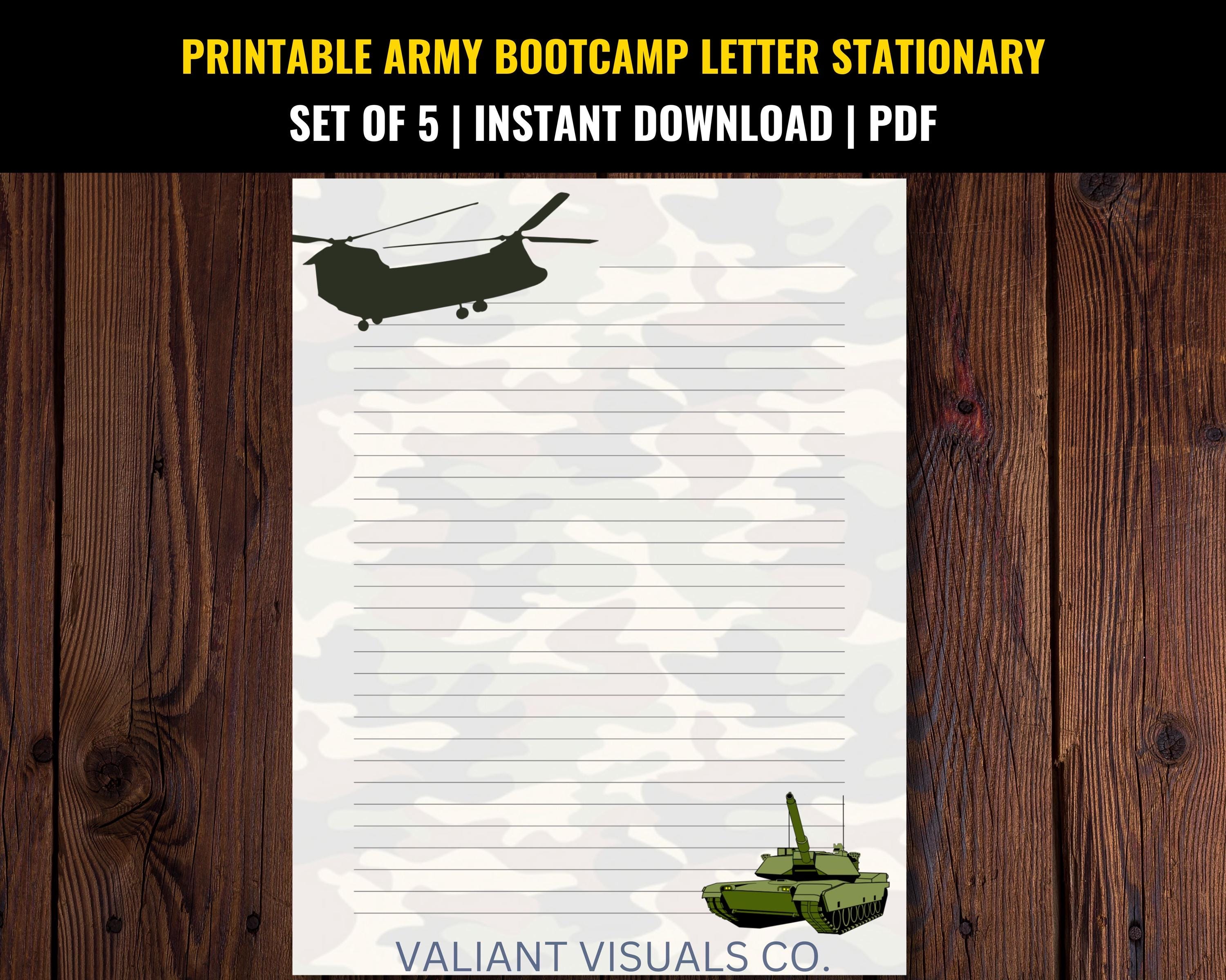 U.S. Army Boot Camp Letter Stationery Set | 5 Patriotic Designs ...