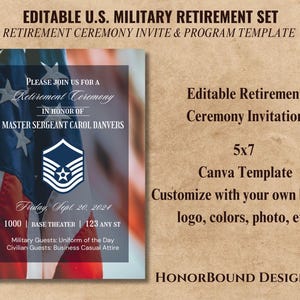 Editable Military Retirement Ceremony Canva Template Set | Customizable ...