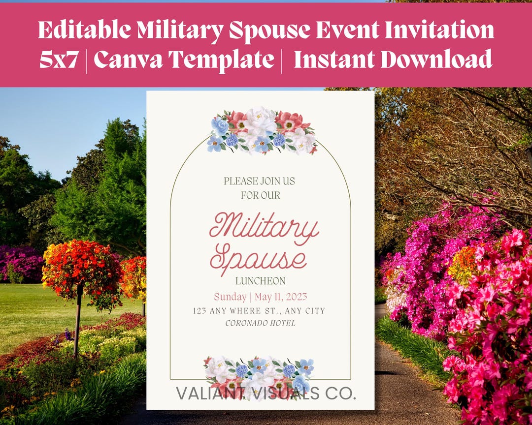 Editable Printable Military Spouse Event Invitation | 5x7 Milspouse ...