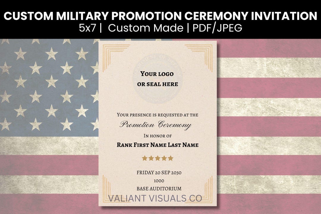 Custom 5x7 Single-sided Military Promotion Ceremony Invitation | Army ...