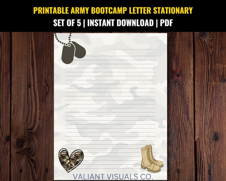 U.S. Army Boot Camp Letter Stationery Set | 5 Patriotic Designs ...