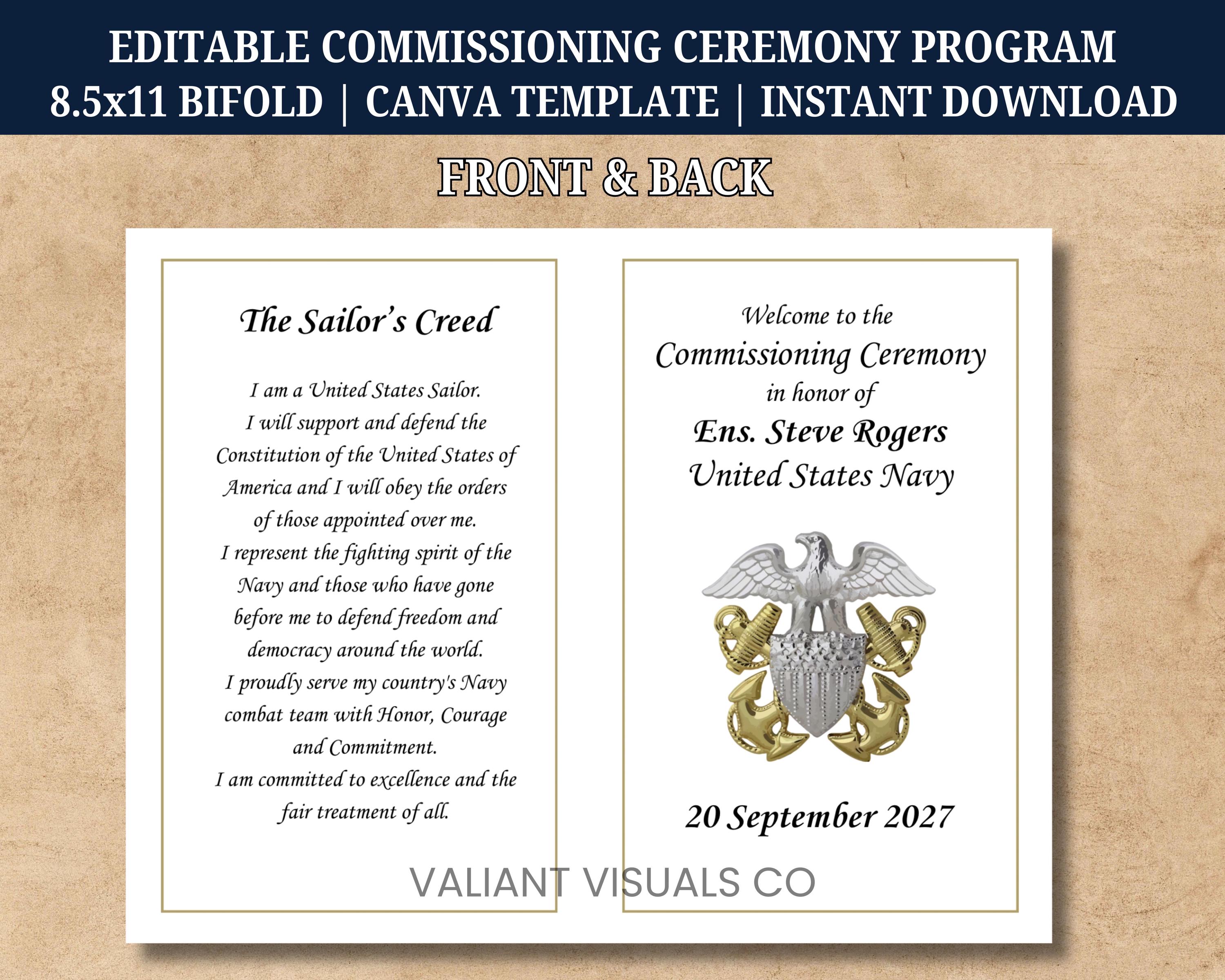 Editable U.S. Navy Commissioning Ceremony Invitation Canva Template ...