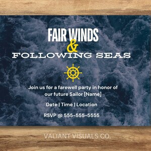 Editable U.S. Navy Farewell Invitation 5x7 Canva Template | Nautical ...