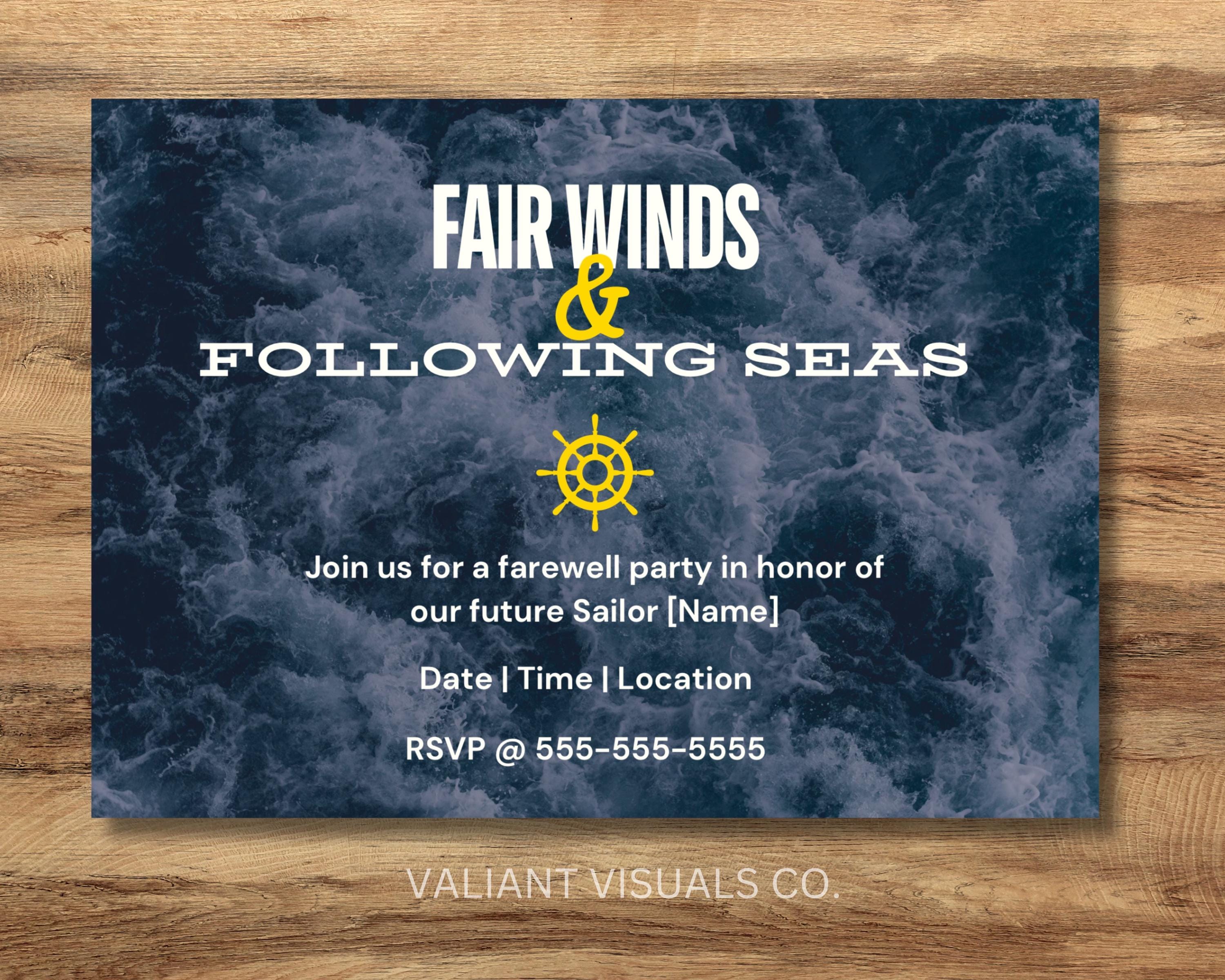 Editable U.S. Navy Farewell Invitation 5x7 Canva Template | Nautical ...