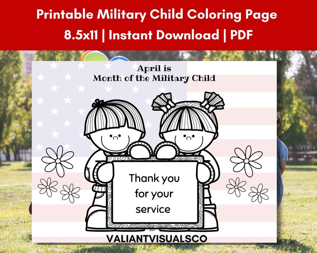 Month of the Military Child Coloring Sheet | Printable 8.5x11” PDF ...
