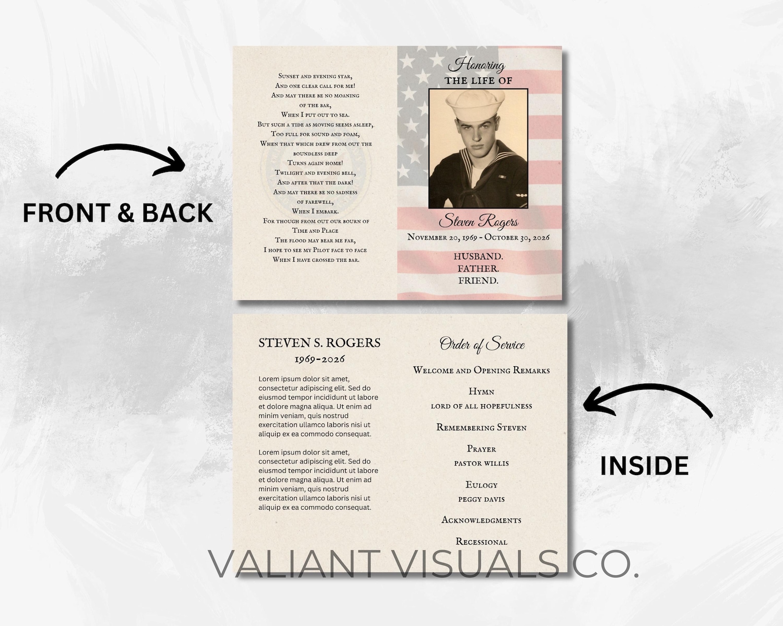 Editable Military/veteran Funeral Canva Template Set | 5x7 Funeral ...