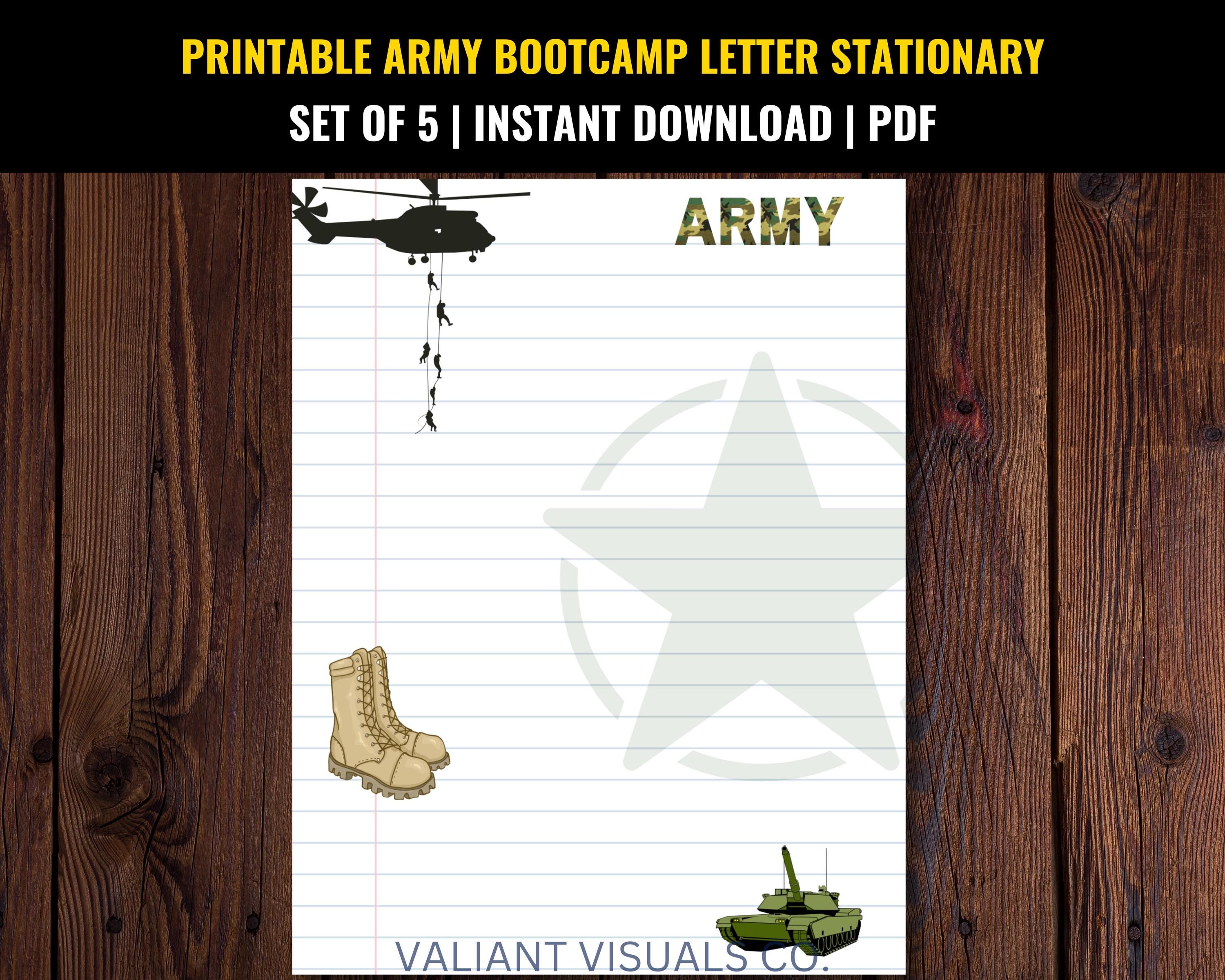 U.S. Army Boot Camp Letter Stationery Set | 5 Patriotic Designs ...