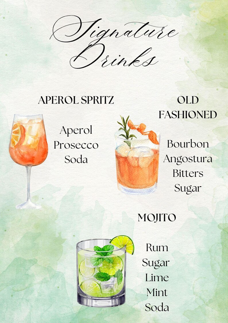 Specialty Drinks Menu Events - Etsy