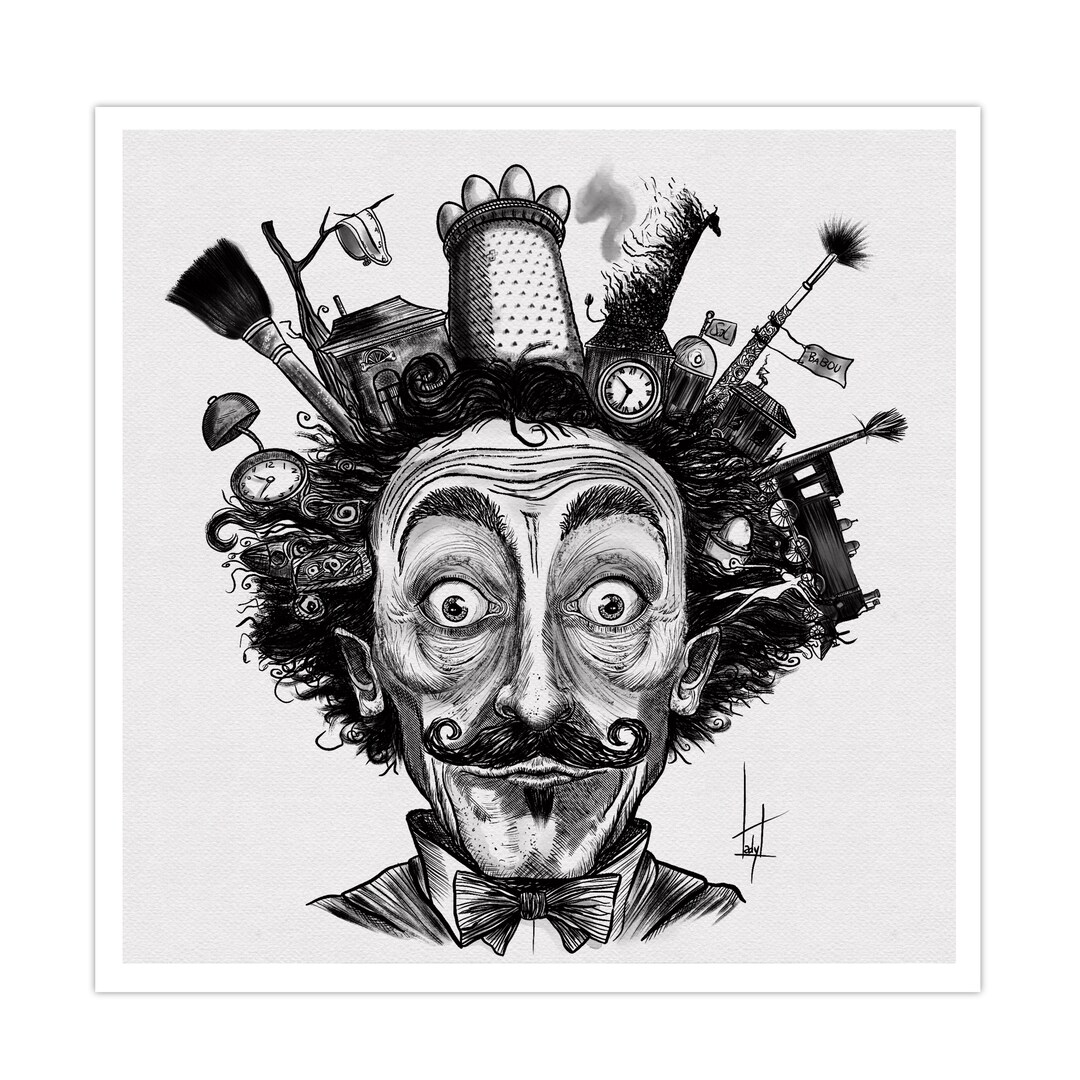 Homage Dali-esque Black & White Hand Drawn Illustrated Gifts for the ...