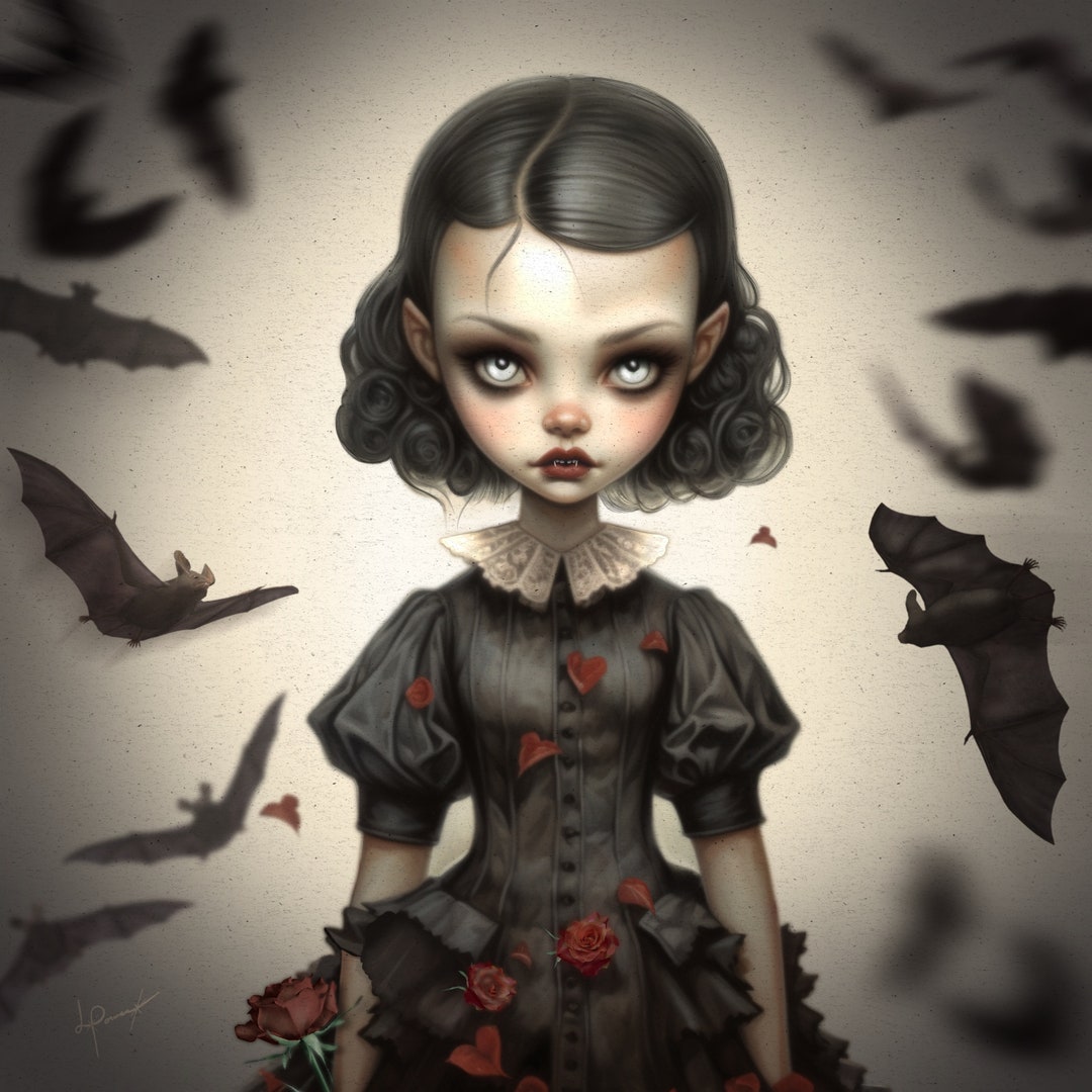 Vampy Vamp / Big Eyed Bewitching Girl Vampire /roses/ Museum Quality ...