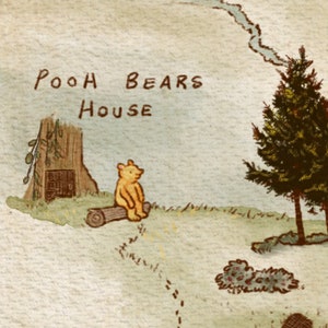 Winnie the Pooh/christopher Robin/100 Aker Woods/hand Drawn/watercolor ...