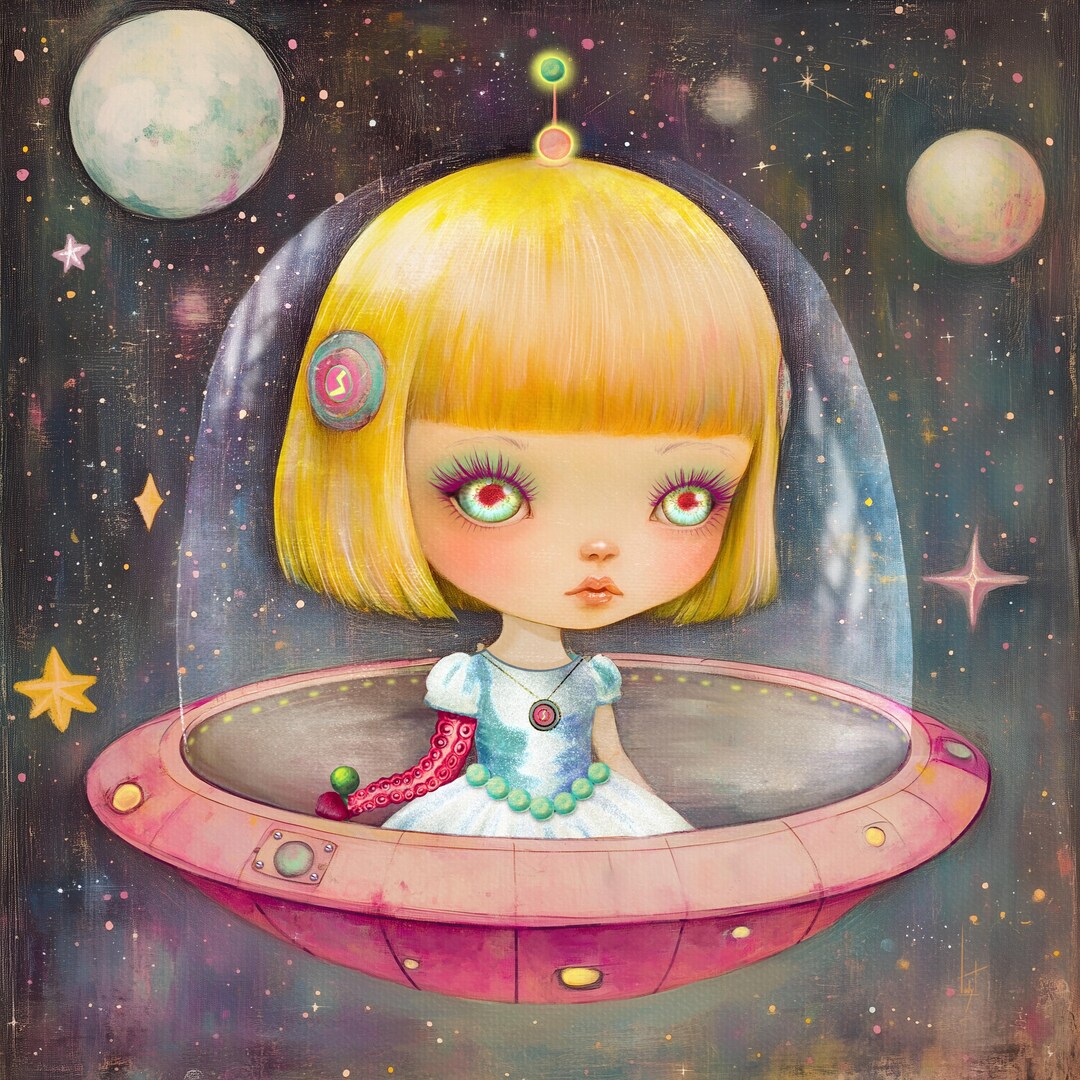 LIMITED EDITION Art Print -orbiting Octo Girl- Giclee Print - Etsy
