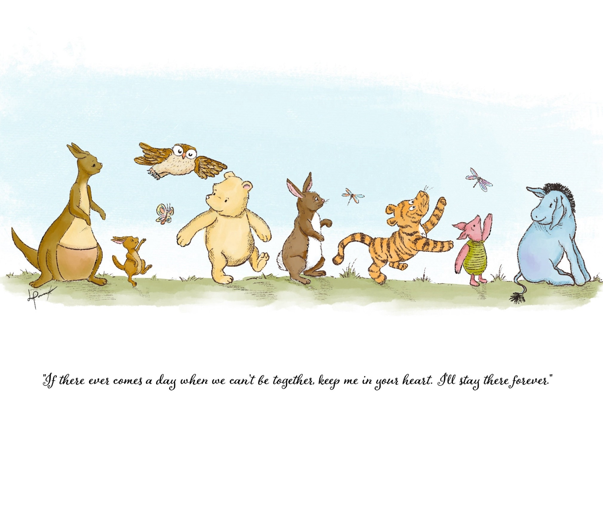 Winnie the Pooh & Friends/hand Drawn/watercolor/museum Quality Giclee ...