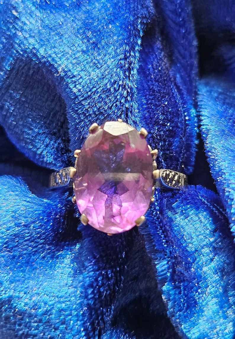 Vintage Large Amethyst Cocktail Ring Sterling Silver S 9 Large Size ...