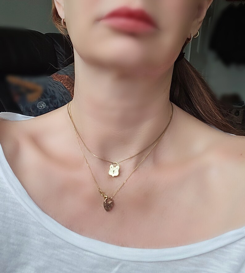 Rare Tiny Vintage 9ct Gold Padlock Charm Pendant Shield Key to My Heart ...