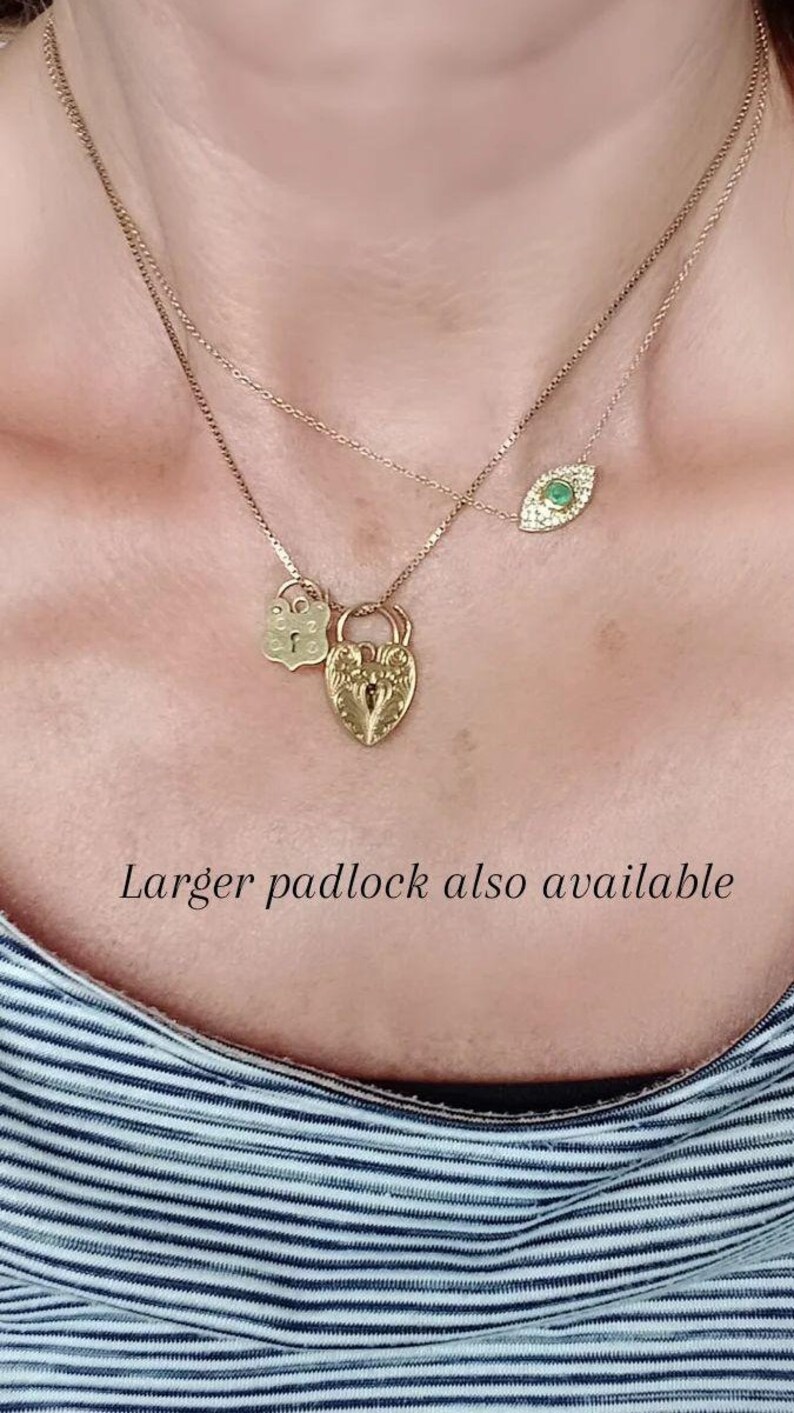 Rare Tiny Vintage 9ct Gold Padlock Charm Pendant Shield Key to My Heart ...