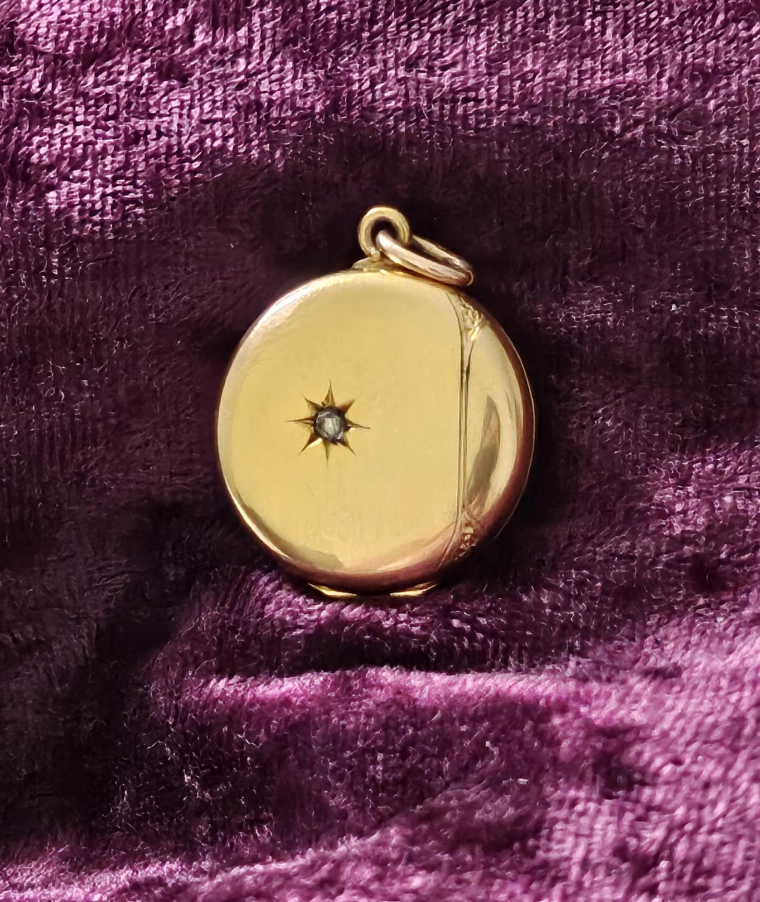 Art Nouveau Lone Star Celestial Locket Gold Round Lucky Star Stunning ...