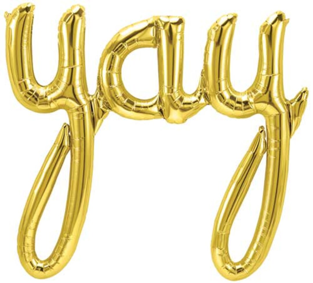 YAY Script Balloons- Gold-bridal Shower Balloon Banner, YAY Banner ...
