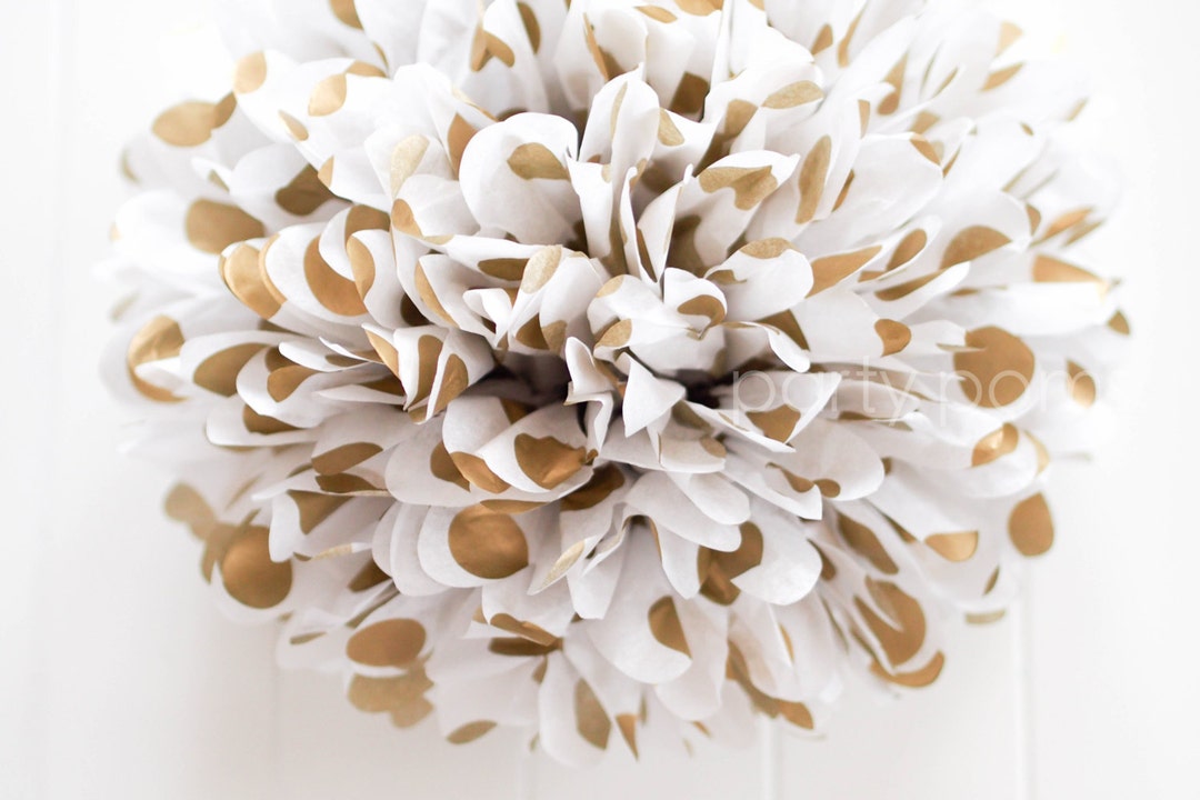 METALLIC GOLD DOTS Tissue Pom Pom .. New Years .. Wedding Decoration - Etsy