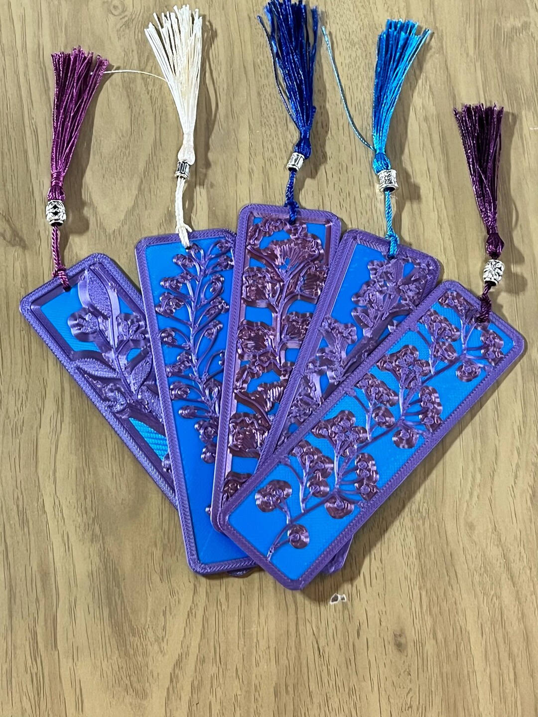 Purple on Blue 3D Printed Bookmarks - Set of Five - Etsy
