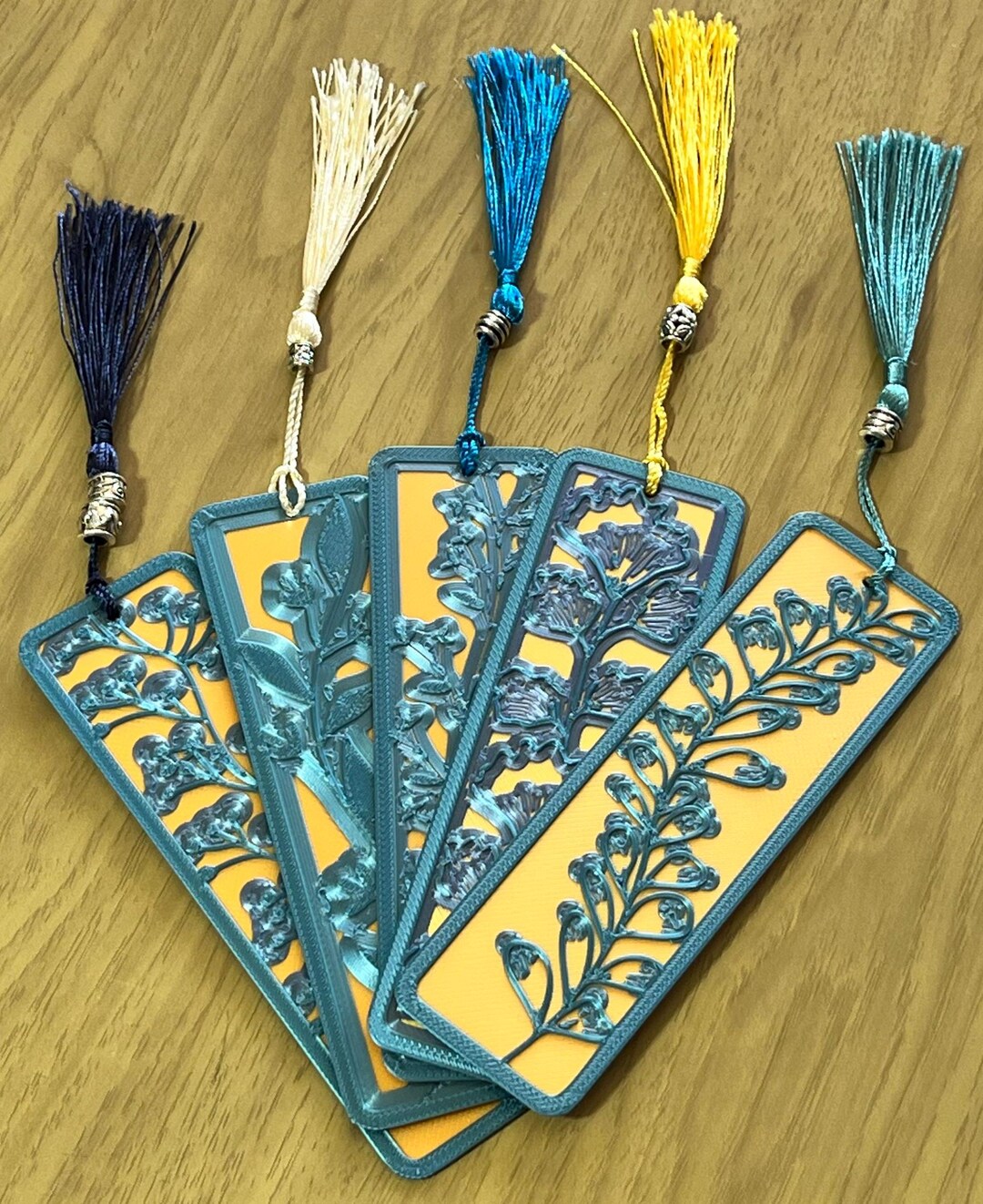 Blue on Gold 3D Printed Bookmarks - Set of Five - Etsy