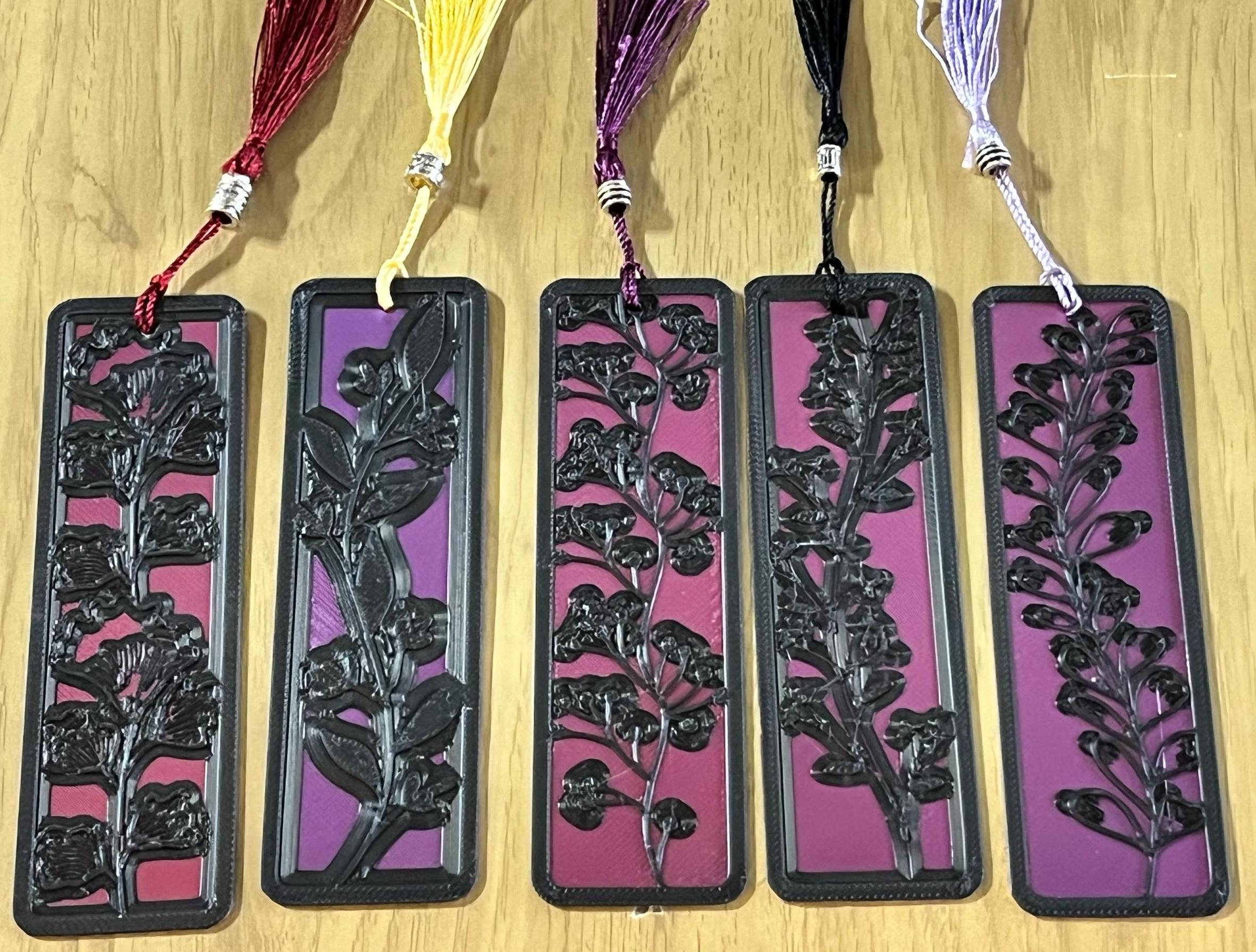 Black on Purple 3D Printed Bookmarks Set of Five - Etsy