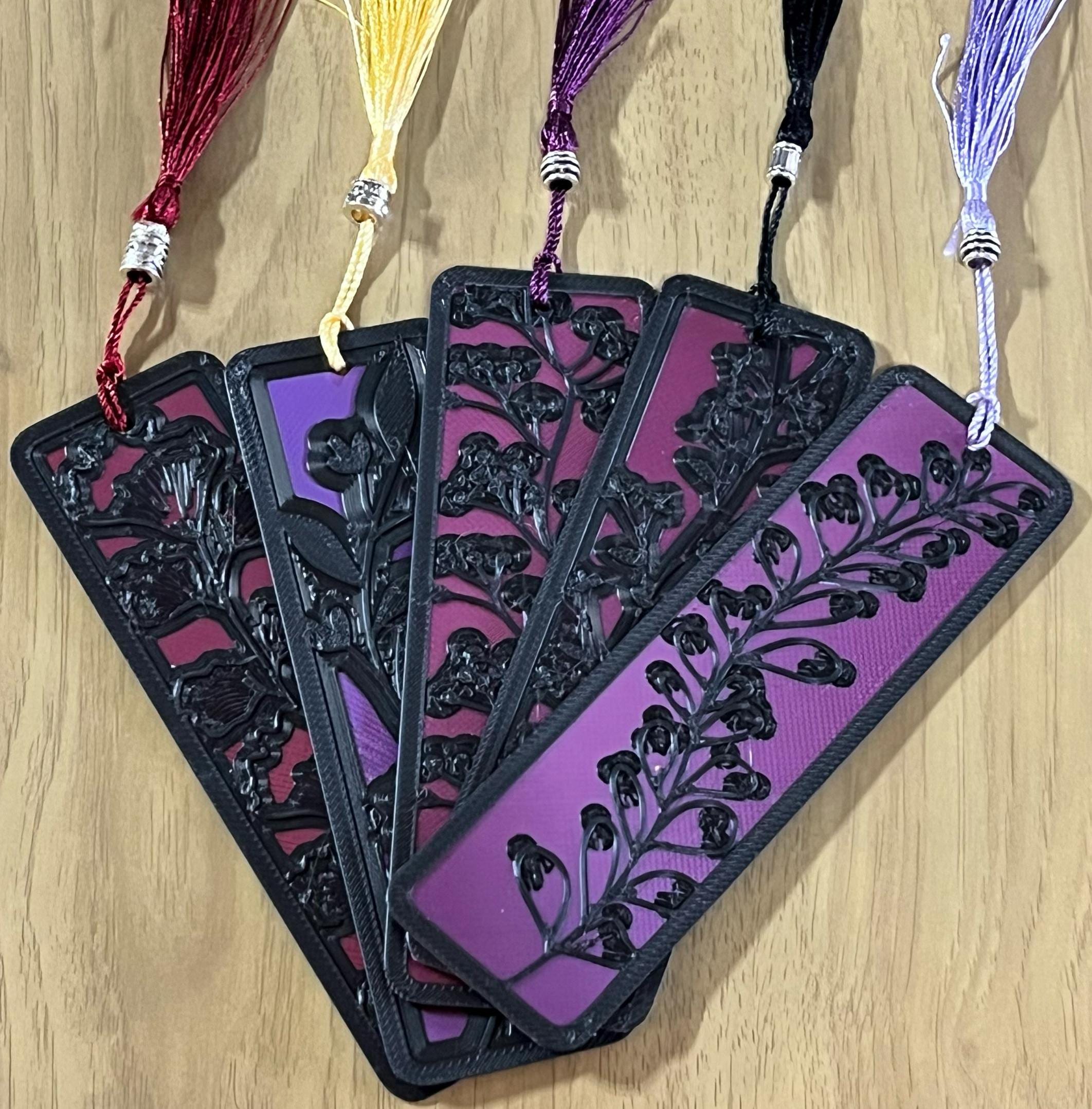 Black on Purple 3D Printed Bookmarks Set of Five - Etsy
