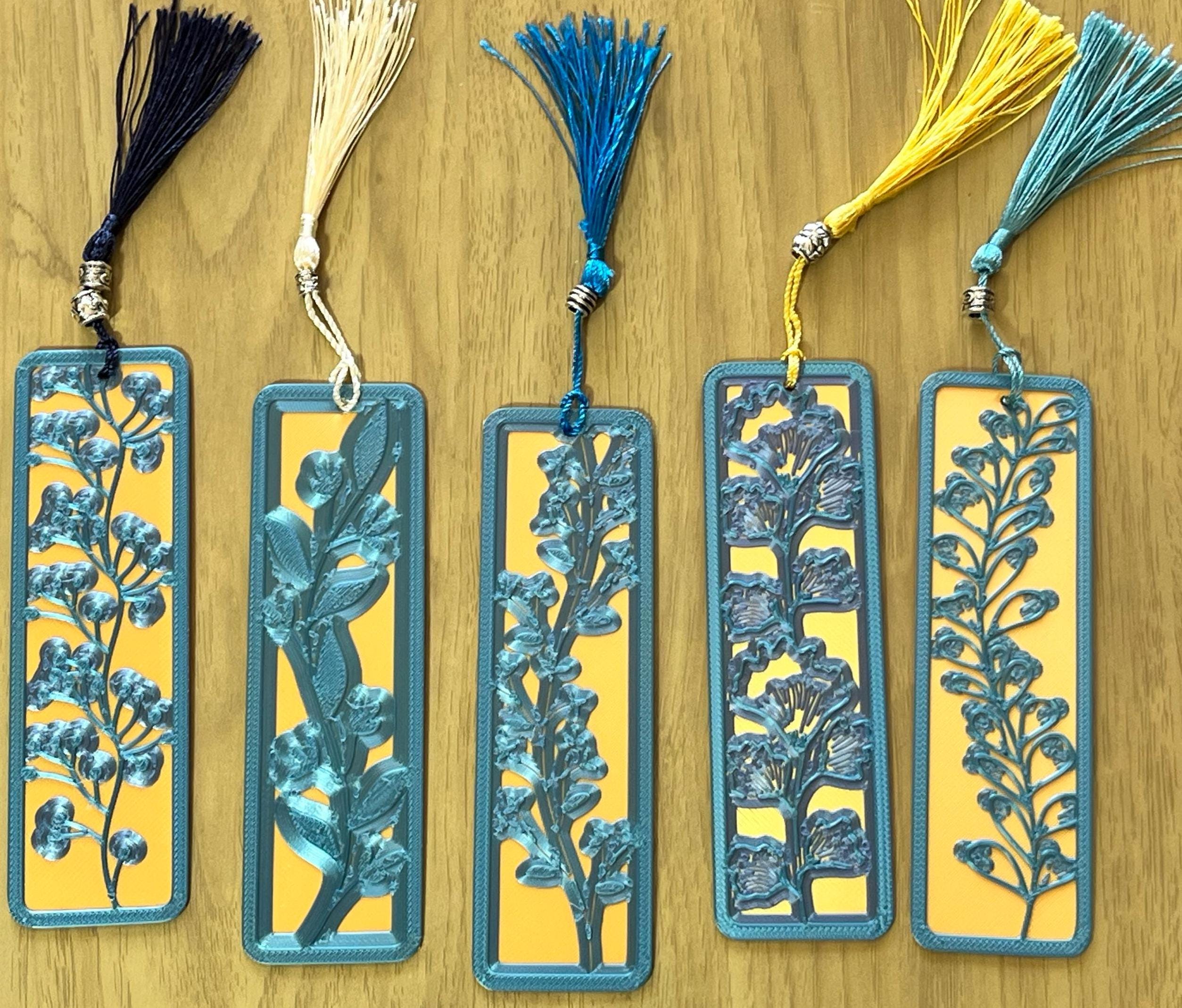 Blue on Gold 3D Printed Bookmarks Set of Five - Etsy