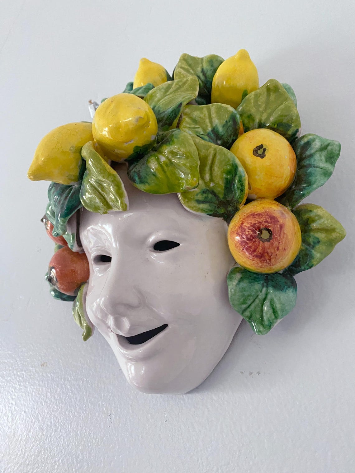 Decorative Bacchus Face Wall Hanging Italian Made Pottery 9 X 11 - Etsy