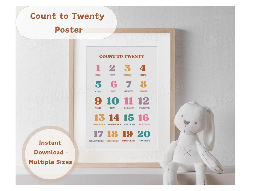 Count to Twenty Numbers Poster PDF Instant Download Rainbow Numbers ...