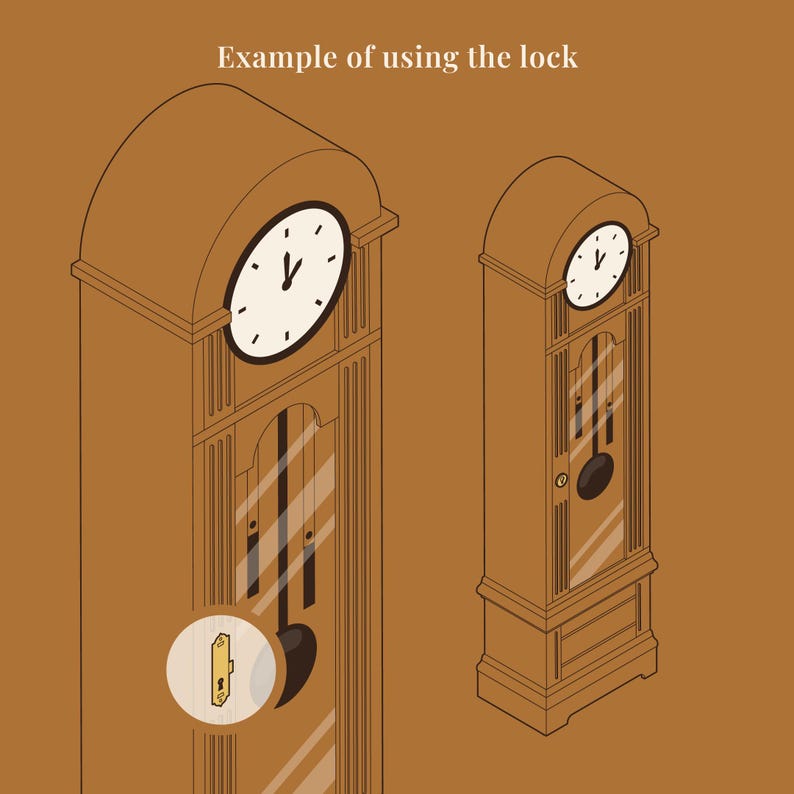 Antique Copper Narrow Flush Mount Grandfather Clock or Cabinet Door ...