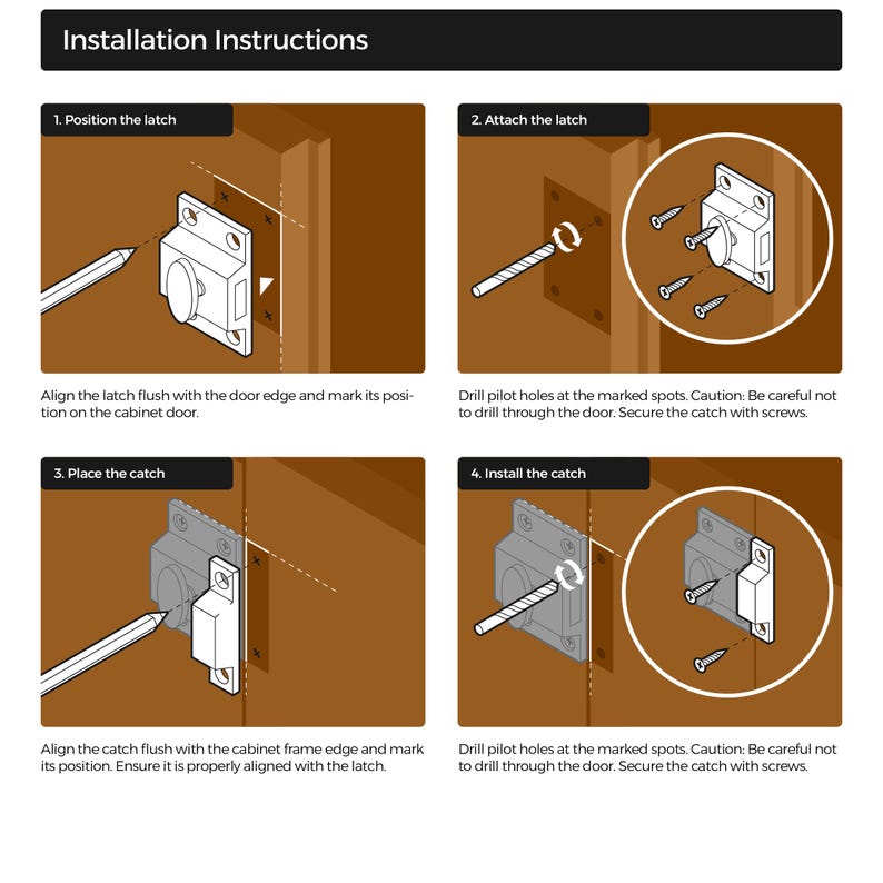 Small Stamped Antique Brass Cabinet Door Latch - 1 7/8" × 1 7/8 ...
