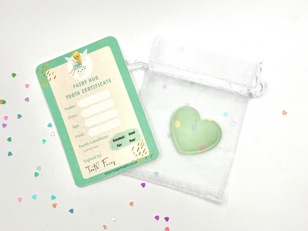 Green Tooth Fairy Pocket Hug, Tooth Fairy Gift Set, Free Organza Gift ...