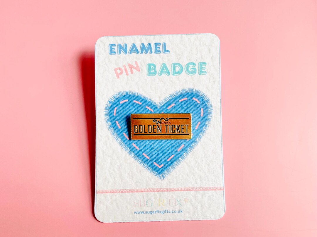 Golden Ticket Pin, Fun Slogan Enamel Pin, Free Organza Gift Bag ...
