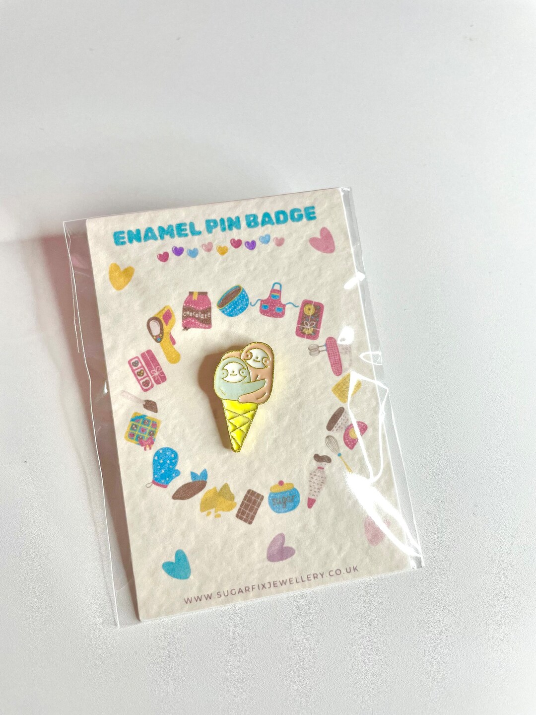 Sloth Ice Cream Enamel Pin Badge, Free Organza for Gift Bag Included - Etsy