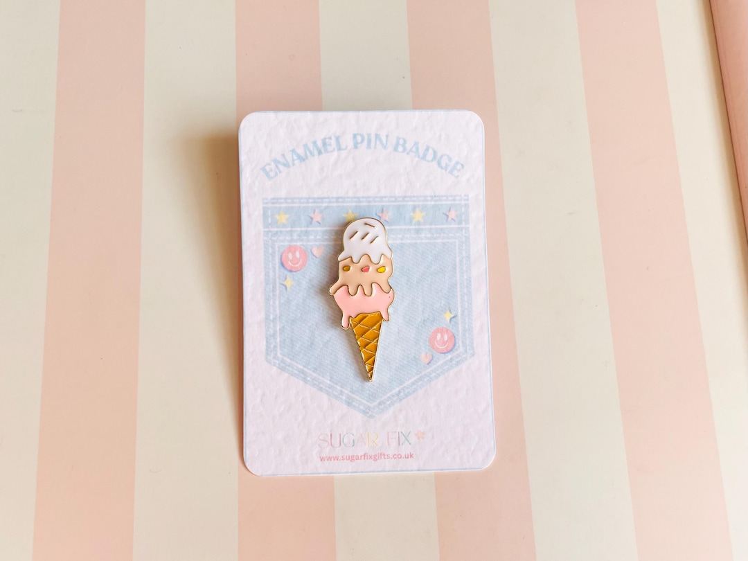Neapolitan Ice Cream Enamel Pin Badge, Free Organza for Gift Bag ...