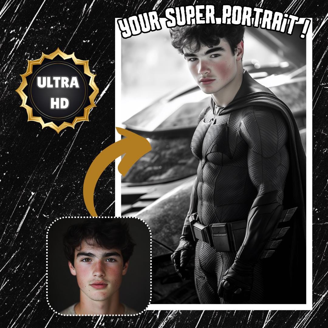 Custom Super Hero Portrait, Super Hero Portrait From Photo, Super Hero ...