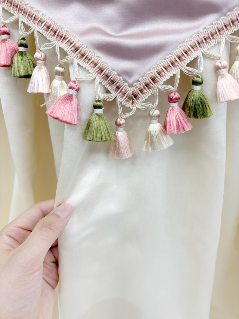 Custom Table Skirt and Wavy Topper With Handmade Multicolor Fringe Trim ...