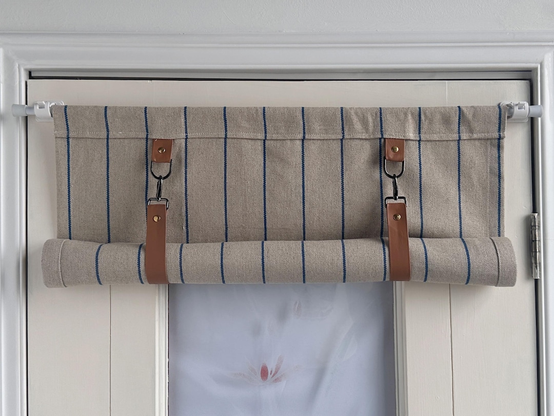 Beige Roll up Shade, French Door Curtain Valance With Velcro Attachment ...