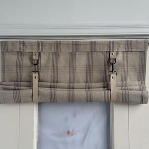 Beige Stripe Roll up Shade, French Door Curtain Valance With Velcro ...