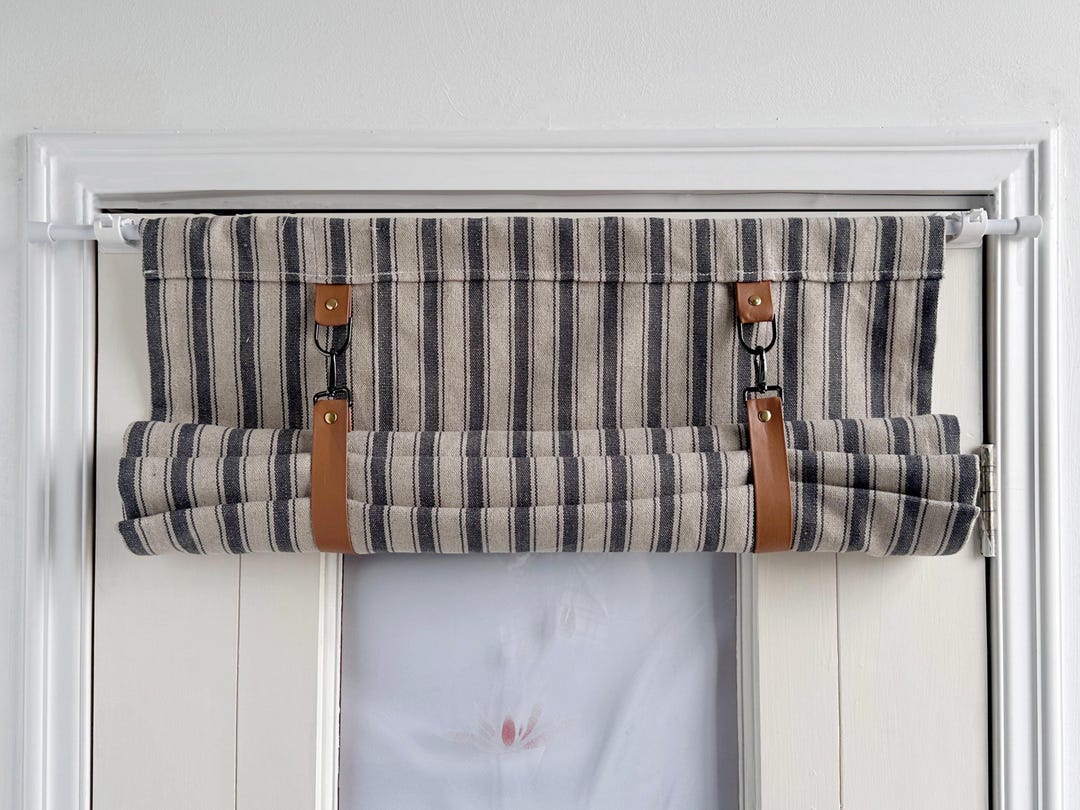 Black Striped Roll up Shade, Custom Size Roll up Shade, Leather Wall ...