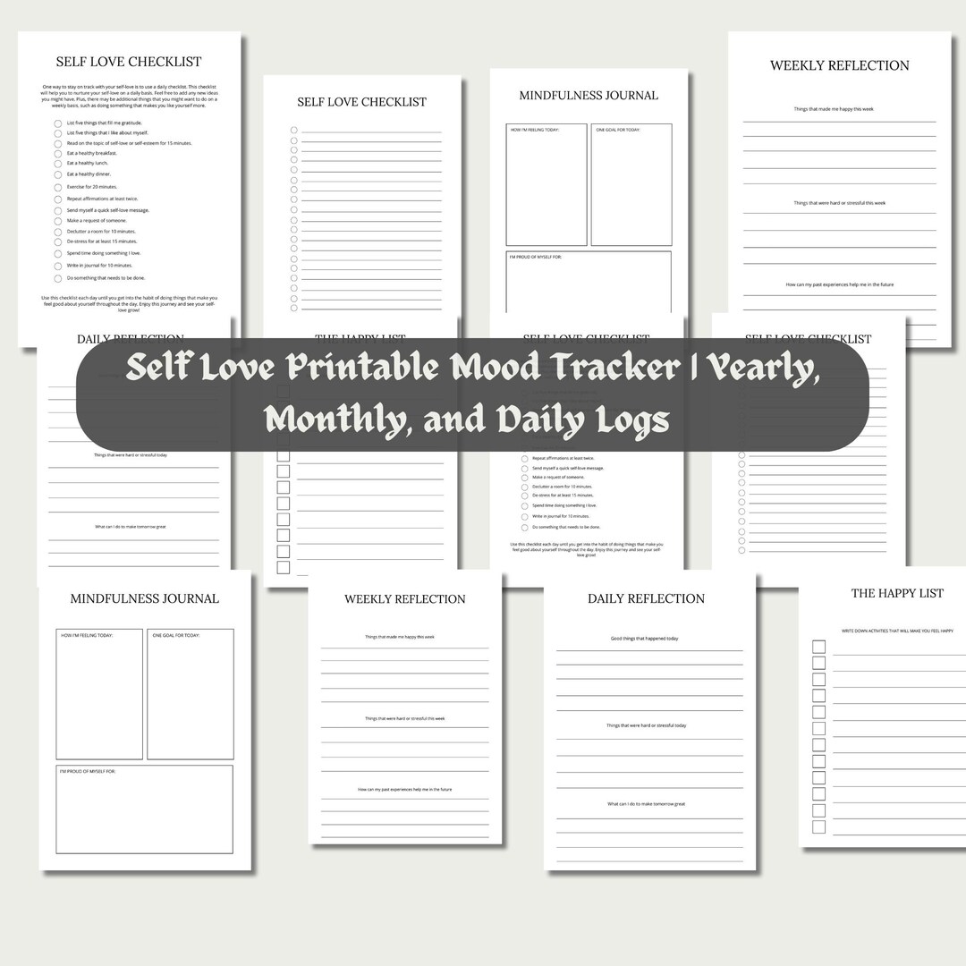 Self-love Mood Tracker Printable | Mental Health Journal (digital ...