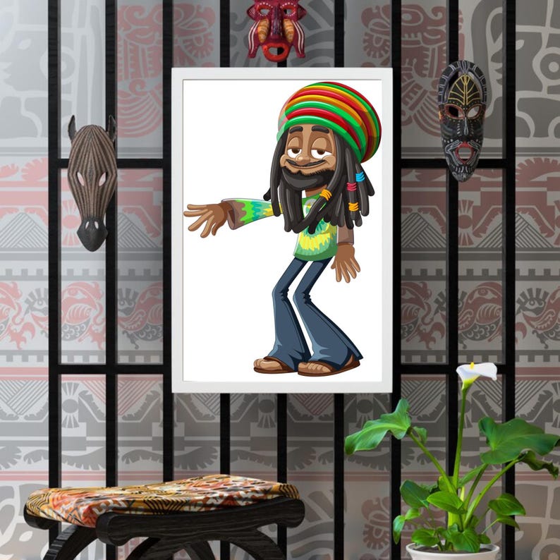 Printable Rasterian Character Wall Art Rasta Themed Digital PDF Afro ...