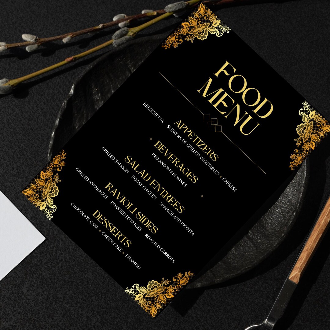 Printable Food Menu Template Digital PDF Restaurant Wedding Catering ...