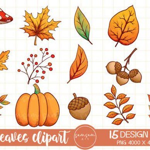 Fall Leaves Clipart Bundle | Autumn PNG SVG Files for Crafts ...