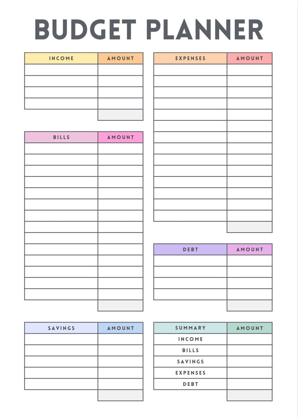 Printable Budget Budget Planner Printable PDF Digital Download Finance ...