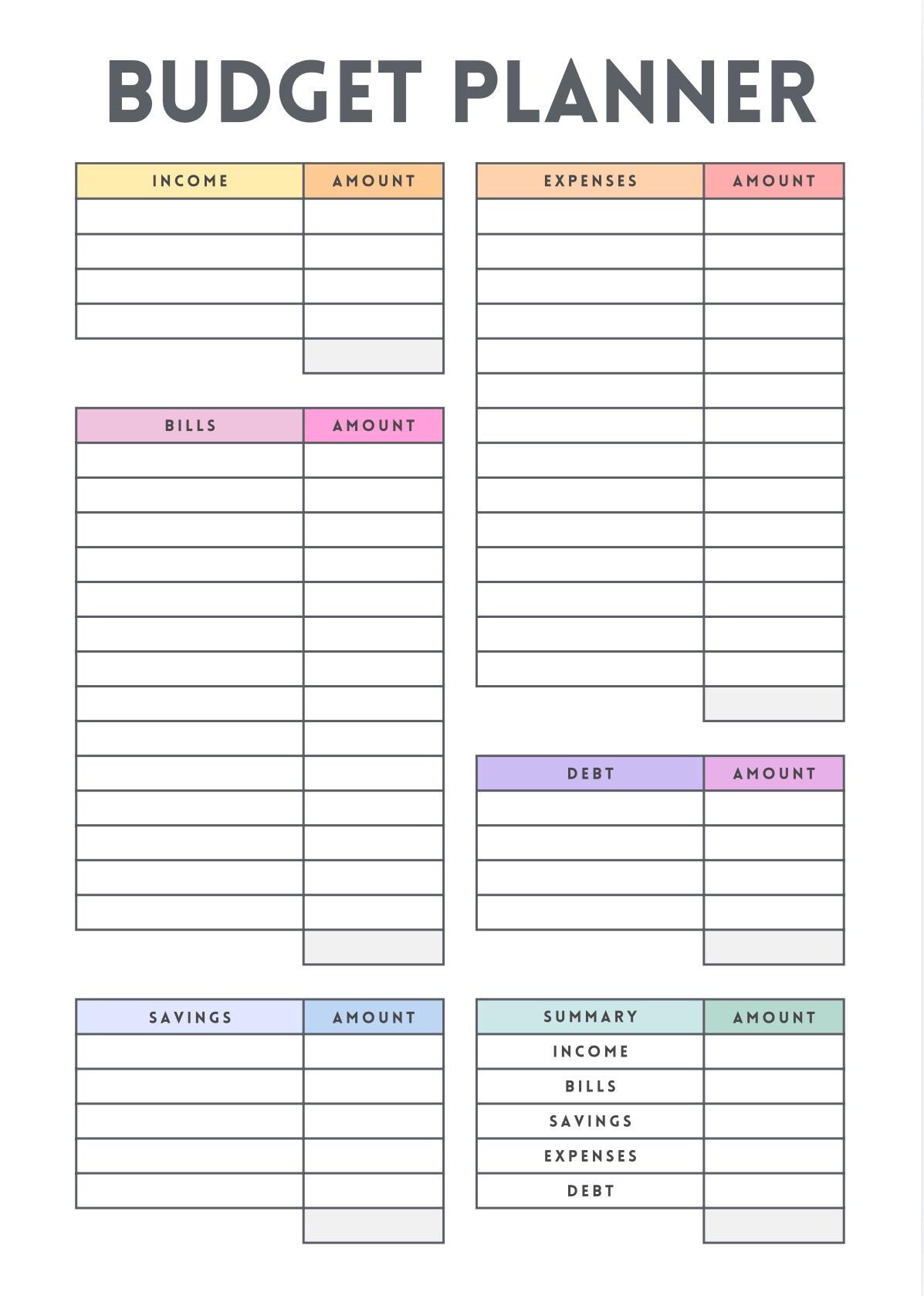 EDITABLE BUDGET PLANNER, Budget Planner, Printable Monthly Expense ...