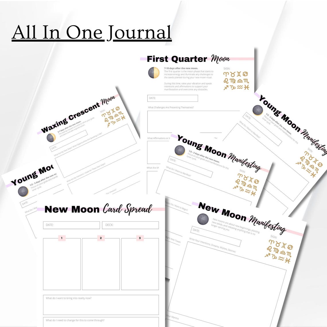 Mystical Moon Journal Templates | Celestial Grimoire Planner (digital ...